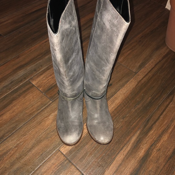 Shoes | Leather Riding Boots Gray | Poshmark